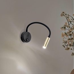TK Lighting Wandleuchte Lagos, schwarz/gold, 45 cm, Leselampe, G9