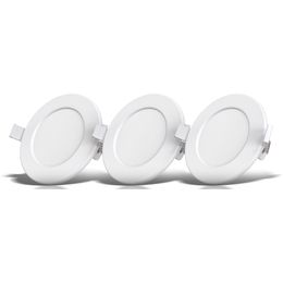 B.K.LICHT LED Einbauleuchte "3er Set Bad Einbaustrahler, IP44 geschützt, flache Einbauspots", weiß, Ø 11,5cm H: 3cm, Leuchten, 3.000K, 450Lm, 6W, Kunststoff, 11,5 x 3 cm, Weiß, LED Einbaustrahler LED Deckeneinbaustrahler
