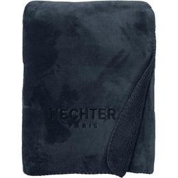 Wohndecke HECHTER PARIS "0238002", blau (marine), B:150cm L:200cm, Polyester, Wohndecken, Teddyfleece, Decke, Kuscheldecke, superweich, bequem, wohlig warm