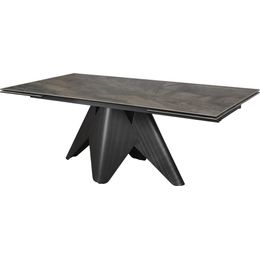 Esstisch Home Affaire "Tangularis", grau (grau, schwarz, grau), B:180cm H:76cm T:90cm, Keramik;Beine Metall, Tische, erweiterbar mit 2 Auszügen auf 260