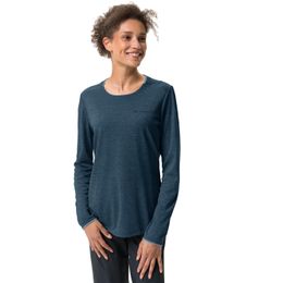Longsleeve Vaude "WOMEN'S ESSENTIAL LS T-SHIRT", Damen, Gr. 40, blau (schwarz sea uni), Obermaterial: 100% Polyester, normal, Shirts