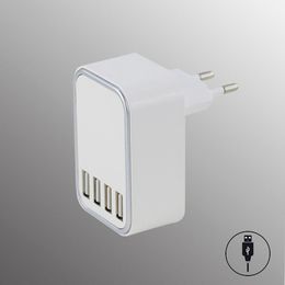 EASY BY FHL USB-Adapter "Hub Ladeadapter - 4 mal USB-Port", weiß, B:3cm H:7,2cm T:4,8cm, Adapter, Ladeadapter USB, Adapter, 4X USB-Port, Eurostecker, ohne USB-Kabel