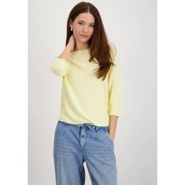 Rundhalspullover monari, Damen, Gr. 44, mango sorbet, Strick, Obermaterial: 100% Viskose, clean, unifarben, regular fit normal, Rundhals, Raglanärmel gerader Abschluss, Pullover, mit Strukturmuster