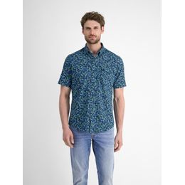 Kurzarmhemd Lerros, Herren, Gr. M, N-Gr, blau (classic navy), Web, Obermaterial: 100% Baumwolle, bedruckt, regular fit taillenbedeckt, Hemden, mit All-Over Print