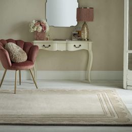 Teppich FLAIR RUGS "Lois mit Jakobsmuschelbordüre", beige (natur), B:120cm H:10mm L:170cm, Kunstfaser, Wolle, Teppiche, mit Jakobsmuschelbordüre
