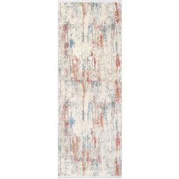 Läufer OCI DIE TEPPICHMARKE "ILLUMINATION MIRA", bunt (multi), B:80cm H:8mm L:200cm, Polyacryl, Viskose, Teppiche, Fransenteppich, Vintage Optik mit feinen Fransen, Wohnzimmer