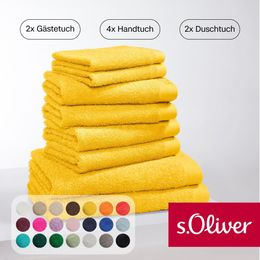Handtuch Set s.Oliver "s.Oliver, Premium Qualit&auml;t, 600 gr/m&sup2;", gelb, 8 Stk., Walkfrottier, Walkfrottier, Obermaterial: 100% Baumwolle, Handtuch-Sets, 2 G&auml;stet&uuml;cher 30x50, 4 Handt&uuml;cher 50x100, 2 Duscht&uuml;cher 70x140