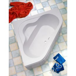 Eckwanne Ottofond "Lucia", weiß, B:140cm H:40,5cm L:140cm T:140cm, Sanitäracryl, Badewannen, mit Fußgestell und Ablaufgarnitur