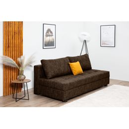 Schlafsofa Collection AB "DARIA inklusive Schlafunktion und Bettkasten", braun (dunkelbraun), B:194cm H:41cm T:90cm, 100%Polyester, Sofas, Schlafsofa, Schlafsofa,Bettfunktion,Bettkasten,inklusive R&uuml;ckenkissen,Federkern