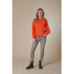 Sweatshirt Zhrill "ZHMAREEN", Damen, Gr. L/XL, orange (tangerine), Sweatware, Obermaterial: 100% Baumwolle, unifarben, Casual, regular fit taillenbedeckt, Rundhals, Bündchen, Sweatshirts, mit Schriftzug