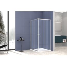 Eckdusche Welltime "Trento", grau (silberfarben), B:90cm H:180cm T:90cm, Duschkabinen, mit variablem Verstellbereich von 80-90cm, Eckdusche mit Schiebet&uuml;ren