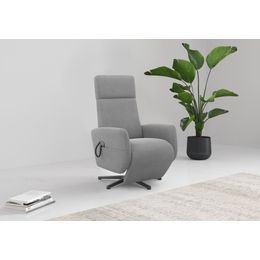 TV-Sessel Home Affaire "Rochelle, inkl. Kopfteilverstellung & 360 Drehfunktion", grau, B:71cm H:110cm T:82cm, 100% Polyester, Sessel, wahlweise mit 2 Motoren, Akku & Aufstehhilfe