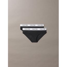 Brasilslip "2PK BIKINI", Kinder, Gr. 152/158, schwarz (pvhschwarz, pvhschwarz), Jersey, Obermaterial: 95% Baumwolle, 5% Elasthan, Calvin Klein Underwear, unifarben, körpernah, Unterhosen, mit Logobund