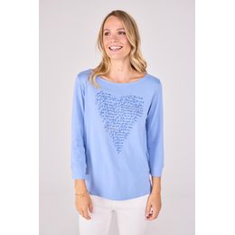 LIEBLINGSSTÜCK Rundhalsshirt LIEBLINGSSTÜCK "CallidaL", Damen, Gr. XL (42), blau (light blau), Single Jersey, Obermaterial: 50% Baumwolle, 50% Modal, bedruckt, gemustert, unifarben, Shirts, mit Herzmotiv