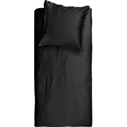Bettwäsche Cinderella "Plain Sundays", schwarz, B/L: 155cm x 220cm, 1 Stk., 1 Stk., Satin, B/L: 80cm x 80cm, 2 Stk., Satin, Obermaterial: 100% Baumwolle, Bettwäsche, mit Stehsaum