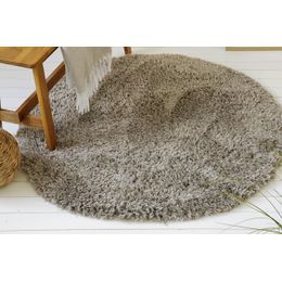 Hochflor-Teppich OTTO HOME "Josetta", braun, H:50mm Ø:120cm, Polyester, Teppiche, Langflor, Shaggy, dichter weicher Hochflor, uni farben, Wohnzimmer