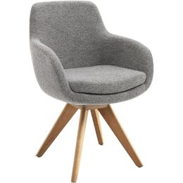 Esszimmerstuhl Musterring "Tavia", grau (grau, eiche bianco), B:62cm H:86cm T:66cm, Stühle, Stativgestell Eiche Bianco, Drehfunktion optional, diverse Farben