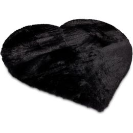 Fellteppich my home "Guidel", schwarz, B:90cm H:30mm L:90cm, Polyester, Teppiche, Fellteppich, Kunstfell, Kuschelteppich, Uni Farben, super weich, Wohnzimmer