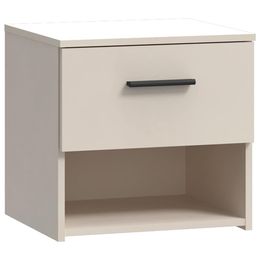 Nachtkommode FORTE "Ingalil", beige (sand), B:45,2cm H:44cm T:41,3cm, Dekorfolie, Spanplatte, Sideboards, B/H/T 42,2/44,0/41,3 cm, Schublade
