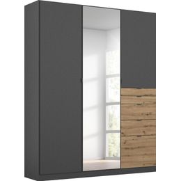 Drehtürenschrank Rauch "Kleiderschrank Schrank Garderobe Wäscheschrank Ankleide ONTARIO", grau (graumetallic, eiche artisan), B:136cm H:197cm T:54cm, Holzwerkstoff, Schränke