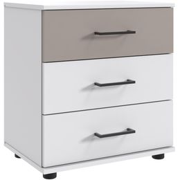 Nachtkommode wimex "Taiga", weiß (weiß, saharagrau), B:52cm H:58cm T:38cm, Spanplatte, Sideboards, mit 3 Schubladen, 52cm breit