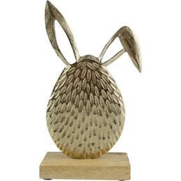 Dekofigur AM Design "Osterei aus Aluminium und Mangoholz", gold (goldfarben), B:5cm H:25,5cm T:25,5cm, Metall, Dekofiguren, Osterdeko, in zwei Größen