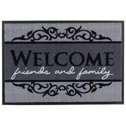 Fußmatte Astra "Homelike 004, Welcome" Gr. 15, grau, B:50cm H:7mm L:70cm, Kunstfaser, Teppiche, Schmutzfangmatte, mit Spruch, waschbar, In -und Outdoor geeignet