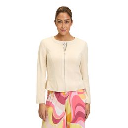 Jackenblazer Betty Barclay "Damen Blazer-Jacke mit Reißverschluss", Damen, Gr. 36, grau, Samt, Obermaterial: 92% Polyester, 8% Elasthan., sehr schmal normal, Rundhals, Blazer, Material