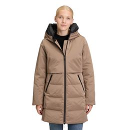 AMBER & JUNE Winterjacke AMBER & JUNE "Damen Wintermantel mit Kapuze", Damen, Gr. 34, braun, Obermaterial: 100% Polyester. Besatz: 100% Polyamid. Futter: 100% Polyamid. Füllung: 100% Polyester. Ärmelfutter: 100% Polyester., Sportlich, tailliert, Jacken