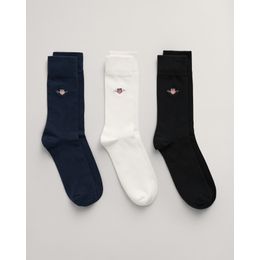 Freizeitsocken Gant "SHIELD SOCKS 3-PACK", Herren, Gr. 40-42, schwarz, Baumwollmischung, Socken