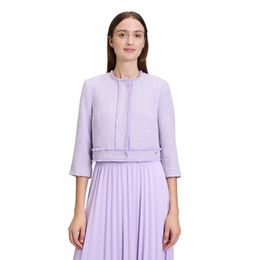 BETTY & CO Jackenblazer BETTY & CO "Damen Bolero-Jacke mit aufgesetzten Taschen", Damen, Gr. 36, lila melange, Obermaterial: 76% Polyester, 12% Polyacryl, 5% Polyamid, 4% Viskose, 1% Baumwolle, 1% Polyester metallisiert, 1% Wolle. Futter: 100% Polyester., tailliert kurz, Rundhals, Blazer, Material