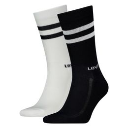 Levi's Socken LEVI'S "LEVIS REGULAR CUT SPORT STRIPE 2P", Herren, Gr. 35-38, schwarz-weiß (schwarz, weiß), Baumwollmischung, unifarben mit Farbeinsatz, normal, Socken, mit auffälligen Streifen