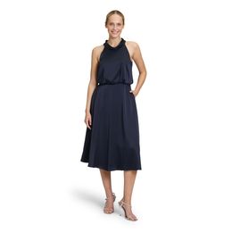 Cocktailkleid Vera Mont "Damen Cocktailkleid mit Stehkragen", Damen, Gr. 38, Normalgrößen, blau (night sky), Satin, Obermaterial: 98% Polyester, 2% Elasthan. Futter: 100% Polyester., festlich, figurumspielend kurz, amerikanischer Ausschnitt, Kleider, Material