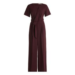 BETTY & CO Overall BETTY & CO "Damen Jumpsuit mit Bindegürtel", Damen, Gr. 36, lila (schwarz aubergine), Obermaterial: 100% Polyester. Futter: 100% Polyester., tailliert, tiefer Rundhals, Overalls