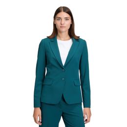 BETTY & CO Longblazer BETTY & CO "Damen Klassischer Blazer mit Taschen", Damen, Gr. 36, blau (deep teal), Obermaterial: 59% Polyester, 37% Viskose, 4% Elasthan. Futter: 100% Polyester., Modisch, tailliert normal, Blazer, Druckfutter
