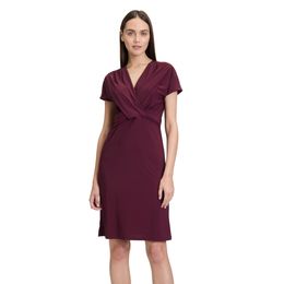 Jerseykleid Cartoon "Damen Jerseykleid mit Raffung", Damen, Gr. 38, Normalgrößen, lila (schwarz aubergine), Obermaterial: 95% Polyester, 05% Elasthan., figurbetont kurz, V-Ausschnitt, Kleider