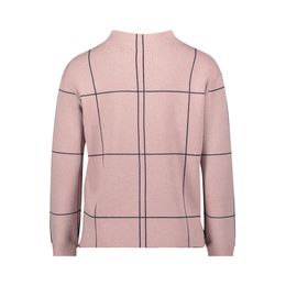 Strickpullover Betty Barclay "Damen Strickpullover kariert", Damen, Gr. 40, grau (patch rosé, grau), Strick, Obermaterial: 50% Viskose, 27% Polyamid, 23% Polyester., Casual, gerade normal, Pullover