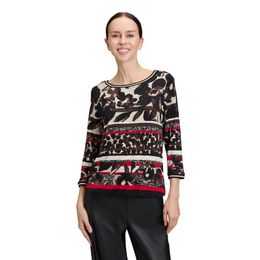 3/4-Arm-Shirt Betty Barclay "Damen Casual-Shirt mit Tunnelzug", Damen, Gr. 36, rot (schwarz, rot), Jersey, Obermaterial: 95% Viskose, 5% Elasthan., Modisch, figurumspielend normal, U-Boot-Ausschnitt, Shirts