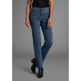 Gerade Jeans Arizona "Annett", Damen, Gr. 34, N-Gr, blau (blau stone), Jeans, Obermaterial: 98% Baumwolle, 2% Elasthan, clean, Basic, normal lang, Jeans, bequeme Passform, 5-Pocket-Style, hohe Taille, Topseller