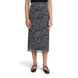 Maxirock Vera Mont "Damen Bleistiftrock mit Leoprint", Damen, Gr. 42, schwarz (grau, schwarz), Obermaterial: 95% Polyester, 5% Elasthan. Futter: 100% Polyester., schmal lang, Röcke