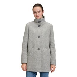 AMBER & JUNE Kurzjacke AMBER & JUNE "Damen Kurzmantel mit Stehkragen", Damen, Gr. 34, grau, Obermaterial: 50% Polyester, 47% Wolle, 3% diverse Faserarten. Futter: 100% Polyester., gerade, Jacken
