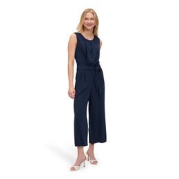 BETTY & CO Overall BETTY & CO "Damen Jumpsuit ohne Arm", Damen, Gr. 36, blau (dunkelblau), Obermaterial: 100% Polyester. Futter: 100% Polyester., tailliert, Rundhals, Overalls, Falten
