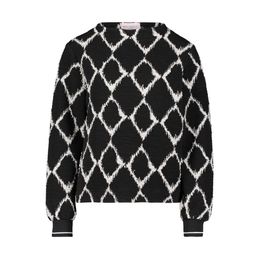 Sweatshirt Betty Barclay "Damen Sweatshirt mit Rippbündchen", Damen, Gr. 36, schwarz (schwarz, beige), Steppware, Obermaterial: 66% Polyester, 20% Viskose, 12% Baumwolle, 2% Elasthan., gerade normal, Sweatshirts