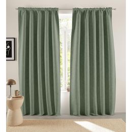 Verdunkelungsvorhang "Marusha" Gr. 1, dunkelgrün, B:135cm H:145cm, Polyester, Polyester, LeGer Home by Lena Gercke, Gardinen, Verdunkelnder Vorhang, blickdicht, Leinenoptik, verschiede Größen