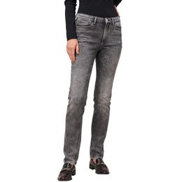 Slim-fit-Jeans Zero "Damen Jeans Style ORLANDO Straight Leg 32 Inch", Damen, Gr. 34, Normalgrößen, blau (dunkelgrau used denim), Denim/Jeans, Obermaterial: 63% Polyacryl, 37% Polyamid. Ärmelfutter: ohne Futter., unifarben, figurbetont, Jeans