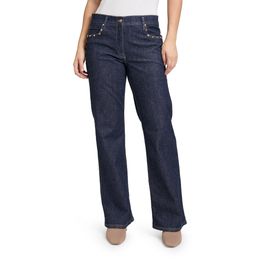 Slim-fit-Jeans Betty Barclay "Damen Casual-Hose mit Waschung", Damen, Gr. 40, Normalgrößen, blau (dunkelblau denim), Obermaterial: 98% Baumwolle, 2% Elasthan., Basic, relaxed fit, Jeans