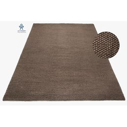 Wollteppich "Ainhoa, handgewebt, Wolle" Gr. 7, braun, B:240cm H:12mm L:320cm, Kunstfaser, Wolle, LeGer Home by Lena Gercke, Teppiche, einfarbig, Wolle, Teppich, Wohnzimmer, Schlafzimmer, Esszimmer