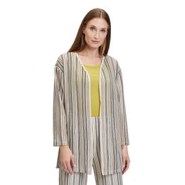 Sweatjacke Cartoon "Damen Shirtjacke langarm", Damen, Gr. 38, beige (nature, schwarz), Obermaterial: 96% Polyester, 4% Elasthan., figurumspielend lang, Sweatjacken, Material
