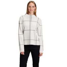 Strickpullover Betty Barclay "Damen Strickpullover kariert", Damen, Gr. 44, beige (patch beige, grau), Strick, Obermaterial: 50% Viskose, 27% Polyamid, 23% Polyester., gerade normal, Pullover