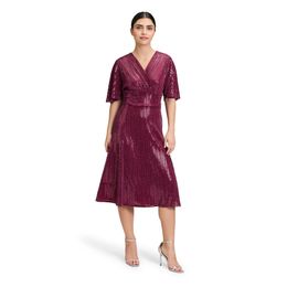 Cocktailkleid Vera Mont "Damen Cocktailkleid im Glitzer-Look", Damen, Gr. 36, Normalgrößen, rot (rot, grau), Obermaterial: 86% Polyamid, 9% Polyester metallisiert, 5% Elasthan., Elegant, ausgestellt kurz, Kleider